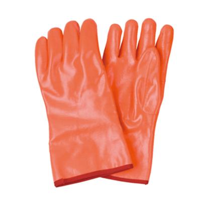 China Fluorescent Orange PVC Fully Coated Safety Working Gloves for Industrial Applications for sale