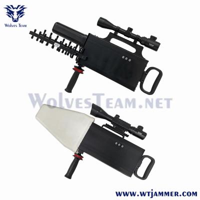 China 120w Drone Signal Jammers Handheld Gun Style 2500 Meters Built In Antenna for sale