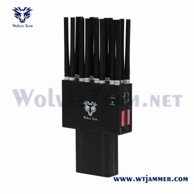 China Handheld Portable 16 Bands 3G 4G 5G WiFi UHF VHF GPS Lojack cell phone signal jammer for sale