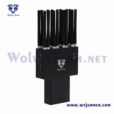 China 16 Bands 2G 3G 4G 5G WiFi UHF VHF GPS Lojack Handheld Type Cell Phone Signal jammer for sale