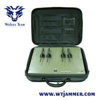 China Portable Briefcase IR Laser Telescope Jamming range 3500 meters Anti Uav Drone Jammer WIFI GPS Signal Blocker for sale