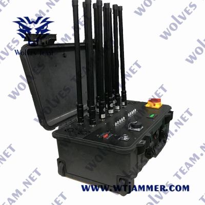 China Military Waterproof Outdoor 6 Bands 2500m 600W UAV Jammer for sale