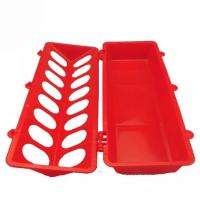 China Red Plastic Flip Top Chicken Feeder 28 Holes For Chick Bird Parrot for sale