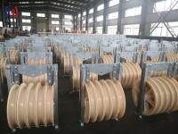 China Aluminium Sheave 60KN Large Diameter Rope Pulley Universal Stringing Block Rubber Lined for sale