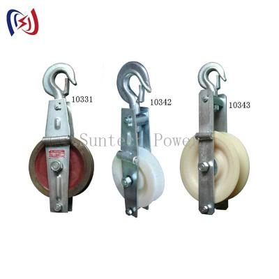 China Abrasion Resistant Conductor Stringing Block with 75mm or 100mm Sheave Width and 10KN Load Capacity for Transmission Lines for sale