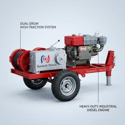 China Double Drum Winch 6.3-9kW 2000-3600RPM Cable Traction Cable Winch Machine for sale