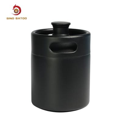 China 304 Stainless Steel Mini Keg Customized Black Powder Coating 2l Single Wall for sale