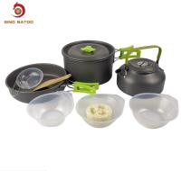 China Hard Anodized Aluminum Portable Cookware Set 1.15L Pot Frying Pan for 2-3 People Camping for sale
