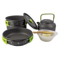 China Hard Anodized Aluminum Portable Cookware Set 1.15L Pot Frying Pan for 2-3 People Camping for sale
