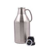 China 64oz Vacuum Insulated Stainless Steel Beer Growler Screw Cap 18/8 Double Wall for sale