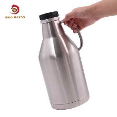 China 64oz Vacuum Insulated Stainless Steel Beer Growler Screw Cap 18/8 Double Wall for sale