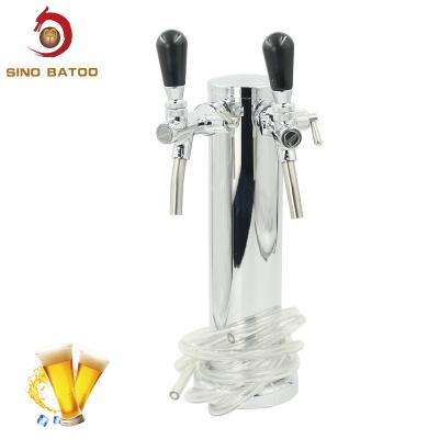 China Polished 304 Stainless Steel Double Faucet Beer Tower 3 Inch Height for Homebrew Draft Beer Dispensing for sale