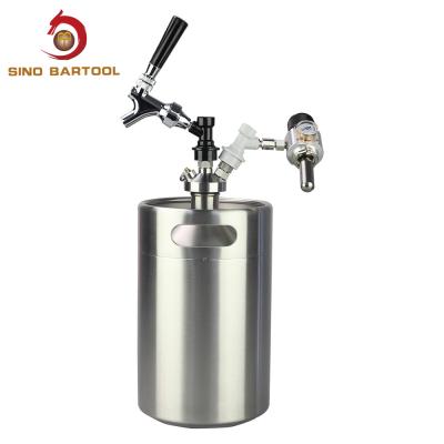 China Polished 5 Litre Ball Lock Mini Keg 304 Stainless Steel Beer Dispenser System for sale