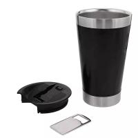 China FDA 16oz Double Wall Stainless Steel Beer Mug with Bottle Opener 18/8 Vacuum Insulated for sale