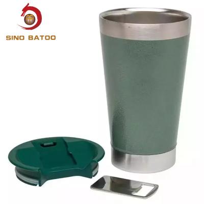 China FDA 16oz Double Wall Stainless Steel Beer Mug with Bottle Opener 18/8 Vacuum Insulated for sale
