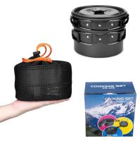 China Non Stick Outdoor Cookware Set 15pcs Camping Pot Pan Kettle 1.9L 304 Stainless Steel Cups for sale