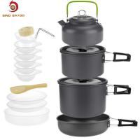 China 4-5 Person Outdoor Camping Cookware Set Hard Aluminum Alloy 8 Piece for sale