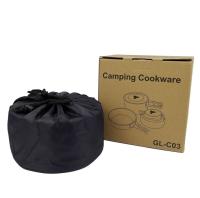 China 2-3 Person Portable Outdoor Camping Cookware Set with 1.1L Kettle Aluminum Non-Stick Pot Pan for sale