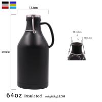 China Double Wall Vacuum Insulated Stainless Steel Beer Growler 2L Black Flip Top for sale