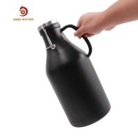 China Double Wall Vacuum Insulated Stainless Steel Beer Growler 2L Black Flip Top for sale