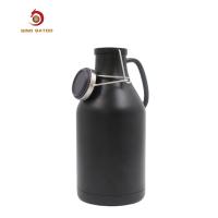 China Double Wall Vacuum Insulated Stainless Steel Beer Growler 2L Black Flip Top for sale