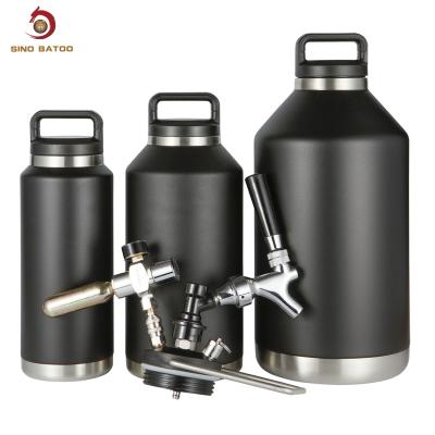 China 64oz Half Gallon Stainless Steel Vacuum Insulated Beer Growler with CO2 Dispenser Kit 30psi for sale
