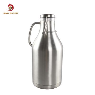 China 64oz 1.89L Double Wall Stainless Steel Growler with Flip Top Lid for sale