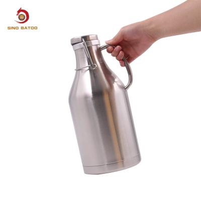 China Tight Seal Vacuum Insulated Growler 2 Liter Stainless Steel Swing Top Beer Growler 64 oz for sale