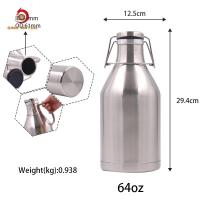 China Tight Seal Vacuum Insulated Growler 2 Liter Stainless Steel Swing Top Beer Growler 64 oz for sale