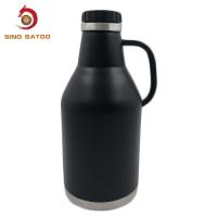 China Stainless Steel Vacuum Insulated Growler 2L Double Wall Screw Top Black for sale