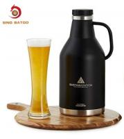 China Stainless Steel Vacuum Insulated Growler 2L Double Wall Screw Top Black for sale