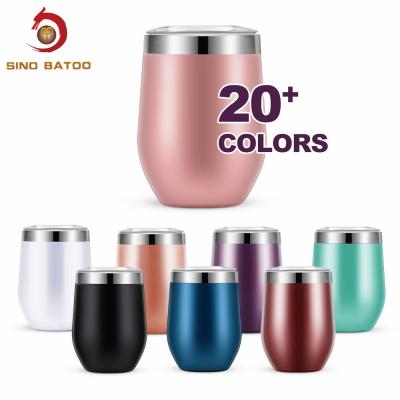 China 12oz Double Wall Stainless Steel Glitter Rainbow Wine Tumbler Insulated Stemless Cup with Lid for sale