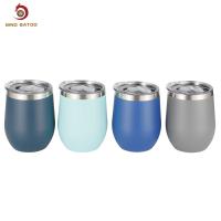 China 12oz Double Wall Stainless Steel Glitter Rainbow Wine Tumbler Insulated Stemless Cup with Lid for sale
