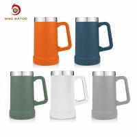 China 24oz Vacuum Insulated Stainless Steel Beer Tumbler with Handle 304 Inner for sale