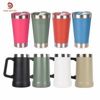 China 24oz Vacuum Insulated Stainless Steel Beer Tumbler with Handle 304 Inner for sale