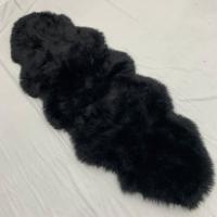 China Floor Black Sheepskin Chair Cushion Pad For Living Room Sofa OEM for sale