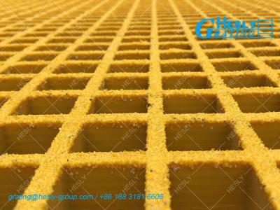 China Molded Fiberglass Grating | Gritted Surface | Anti-skidding | 38mm thickness | Yellow | HeslyGrating-China for sale