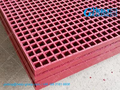 China Phenolic Resin Molded Fiberglass Grating | Gritted Surface | 38mm thickness | Brow | HeslyGrating-China for sale