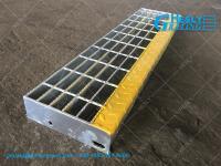 China H.D Galvanized Steel Bar Grating Stair Treads | Serrated Anti-skiddinng surface | Checker Plate Nosing - HeslyGrating for sale