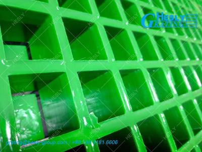 China Green Mould GRP Grating | H30mm | 38X38mm square hole | Color White | HESLY Fiberglass Grating for sale
