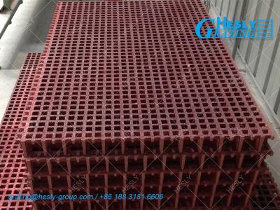 China 38mm thickness Moulded FRP Grating | Open Mesh Grating | 38X38mm square hole | Fire Retardent | UV resistant | HESLY for sale