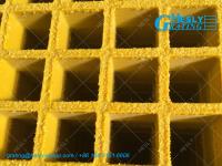 China GRP Molded Grating, Gritted Surface, Color Yellow, 25mm thickness, square hole 25X25mm, Factory supplier China for sale