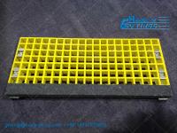 China GRP Moulded Grating, 38mm thickness, 38X38mm square hole, Gritted Surface, Yellow, 1X1m sheet, HeslyGrating-China for sale