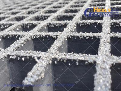 China Fiberglass Moulded Grating,Thickness 50mm, 50X50mm square hole, Gritted Surface, Color Grey, 1X2m, Hesly Grating China Factory for sale