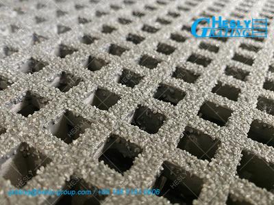 China Mini Mesh FRP Molded Grating, 50mm panel thickness, 25*25mm holes, Dark Grey, 1220X3660mm, Gritted Surface, China HESLY for sale