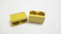 China Yellow 2 Port  RJ45 Female Jack 180 Degree 8 Pin Without Transformer LED for sale