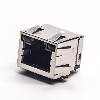 China LED SMT 8P8C RJ45 Modular Jack For Ethernet With Shrapnel 1 Port Solder Termination for sale