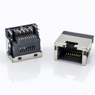 China Female RJ45 Modular Jack , Offset Jack Shielded Mini RJ45 Connector For Panel Mount for sale