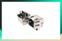 China RJHSE538702 Single Port Shielded RJ45 Ethernet Connector With LEDs Network Port Socket for sale