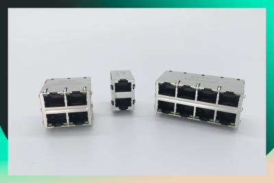 China PHC 2X2 Port Shielded 8P8C RJ45 Ethernet Jack for sale